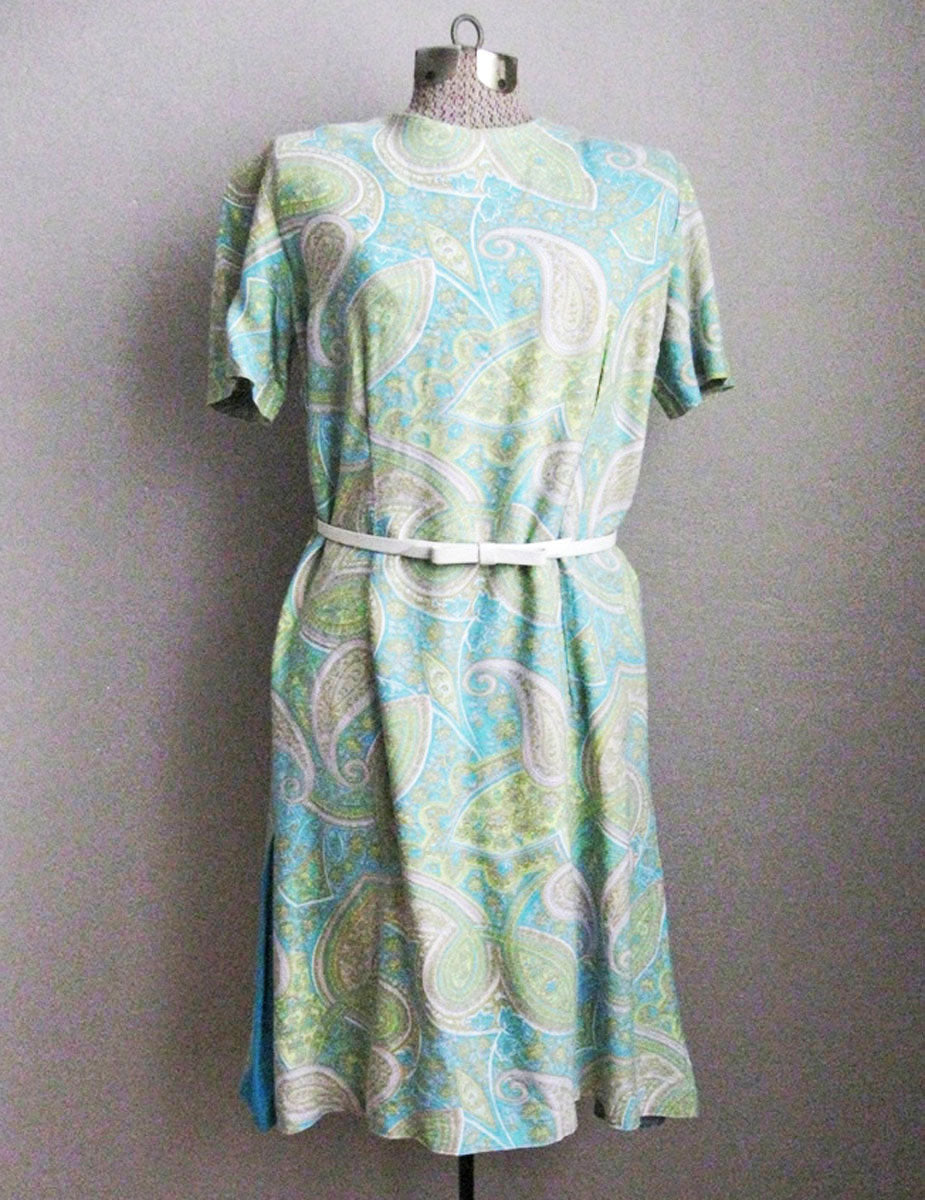 Short Sleeve 1960s Shift Dress Paisley – Vintage Logic