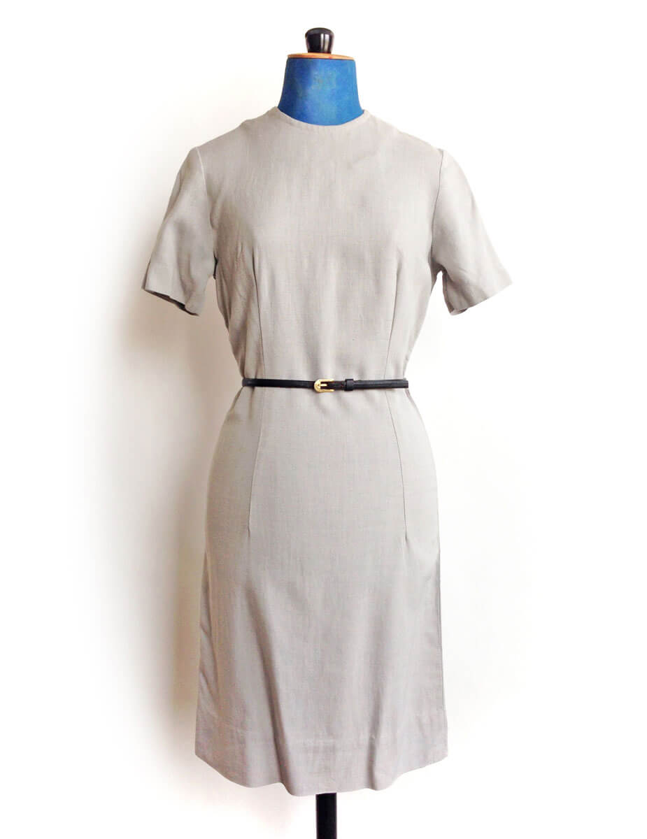 1950s Day Dress Grey Classic Sheath – Vintage Logic